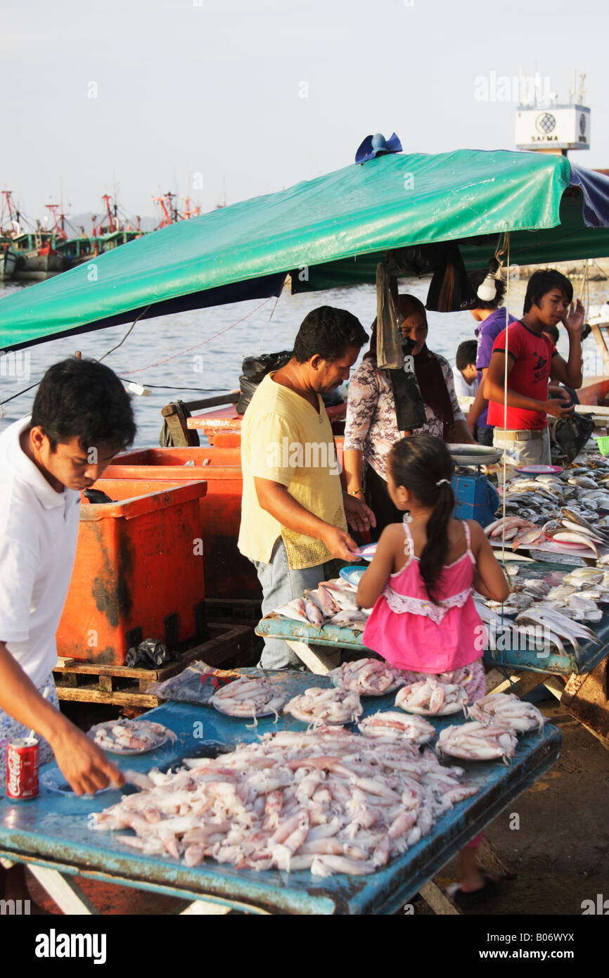 Fish Being Sold At Market, Kota Kinabalu, Sabah, Malaysian Borneo Stock ...