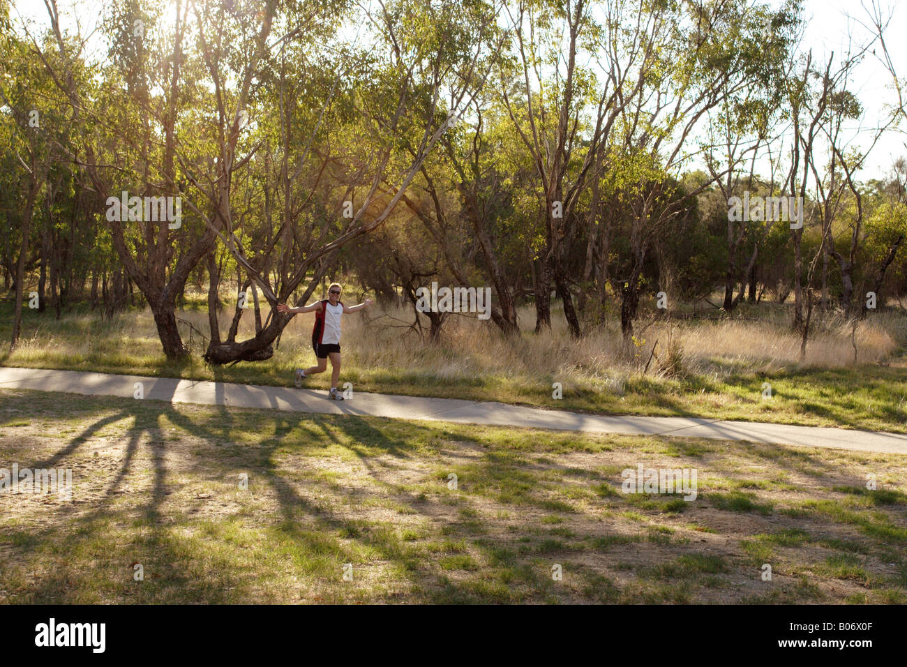 Jogging at Canning River Regional Park near Perth, Western Australia ...