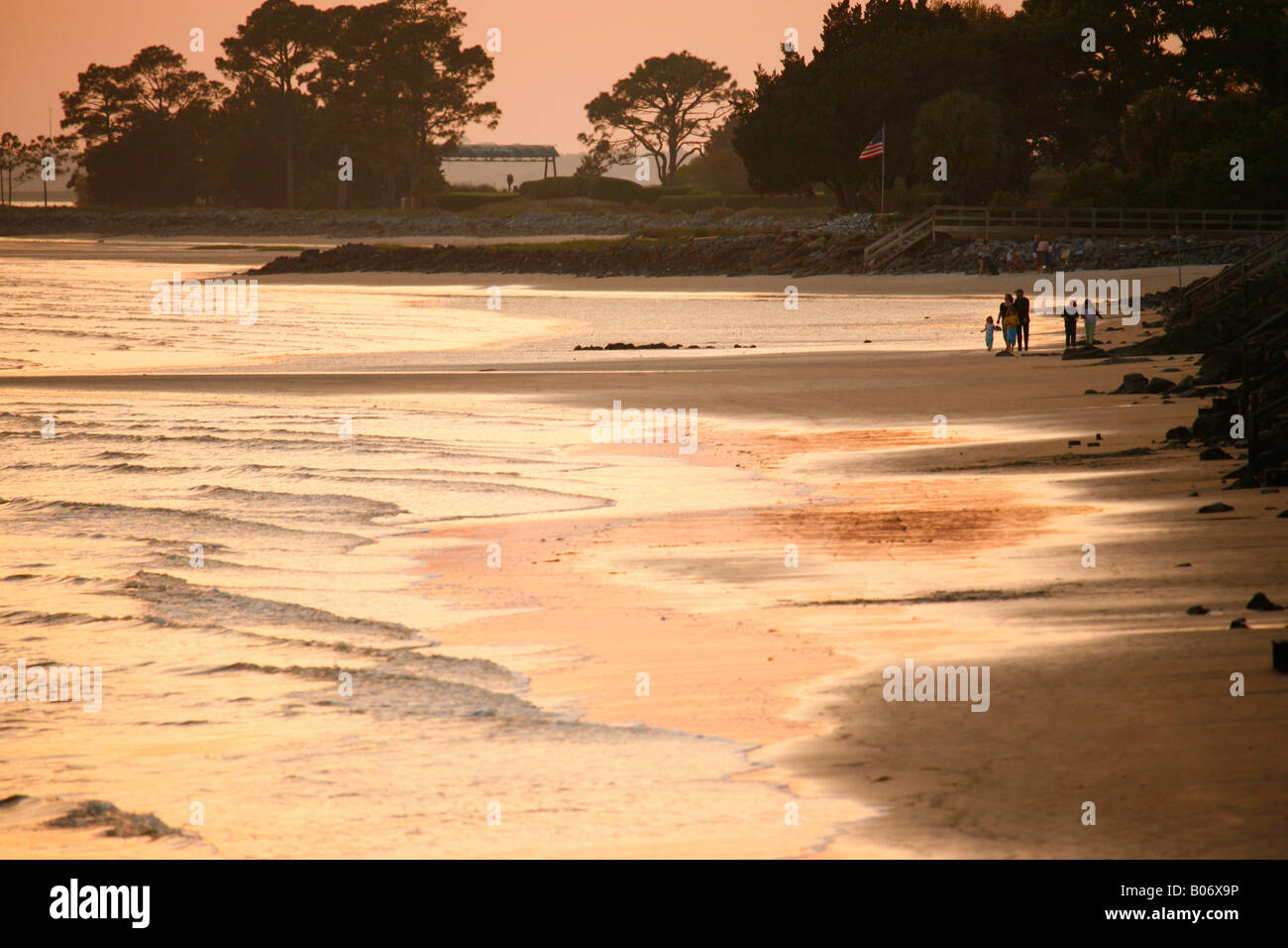 Beach at sunset, St. Simons Island, Georgia Stock Photo - Alamy