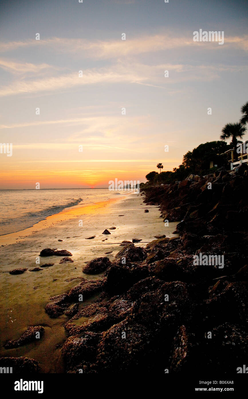 Beach at sunset, St. Simons Island, Georgia Stock Photo - Alamy