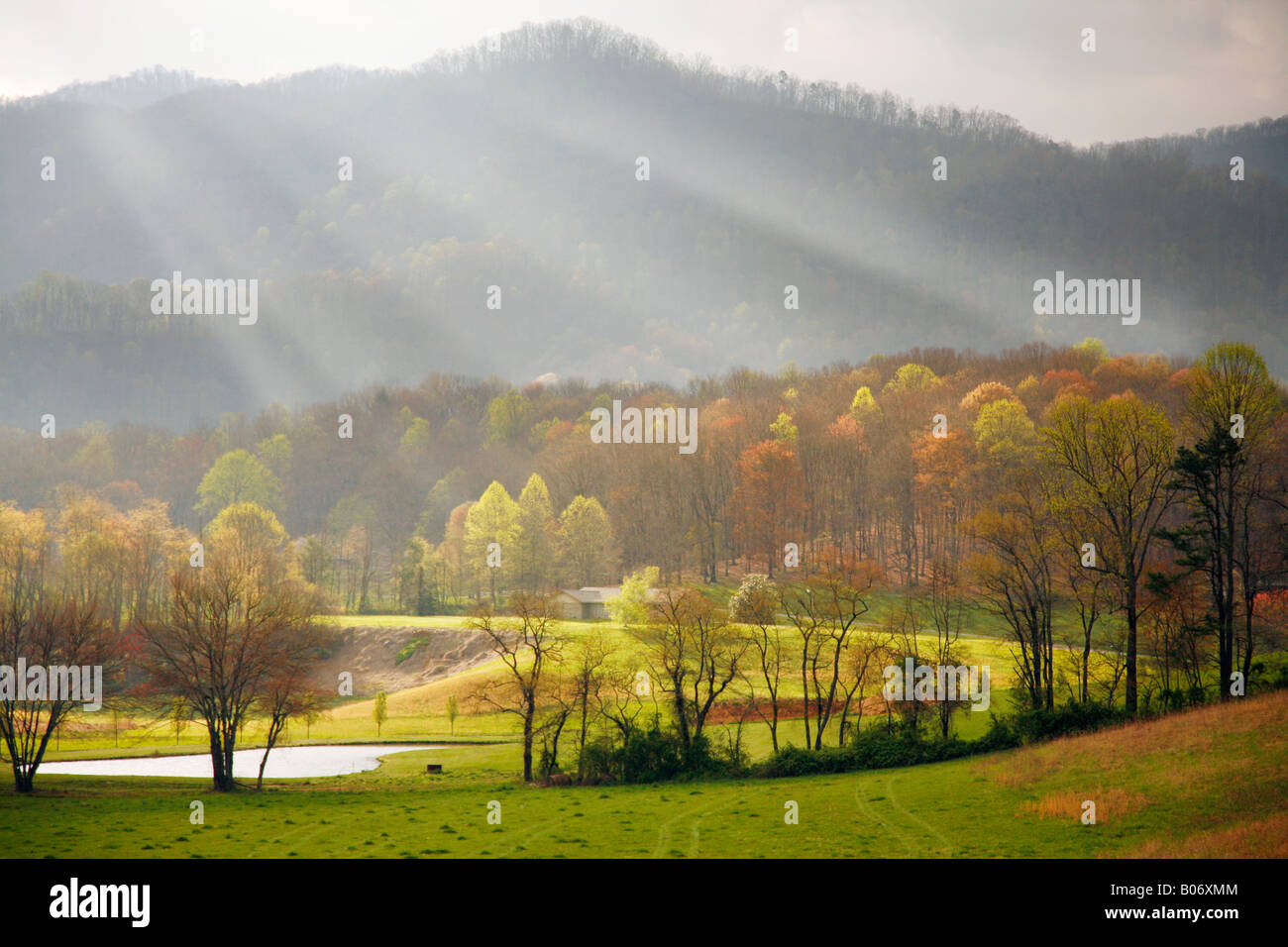 Pastoral spring scene in Western North Carolina near Franklin Stock ...