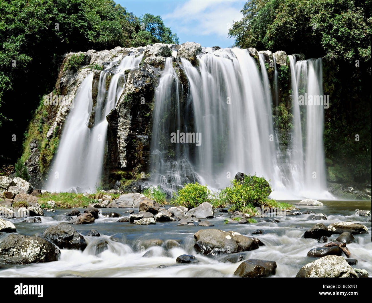 Panoramic view on beautiful waterfall in Reunion Island Stock Photo - Alamy