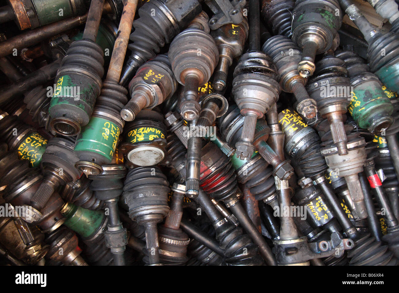 horizontal color photograph of pile of discarded car parts Stock Photo ...