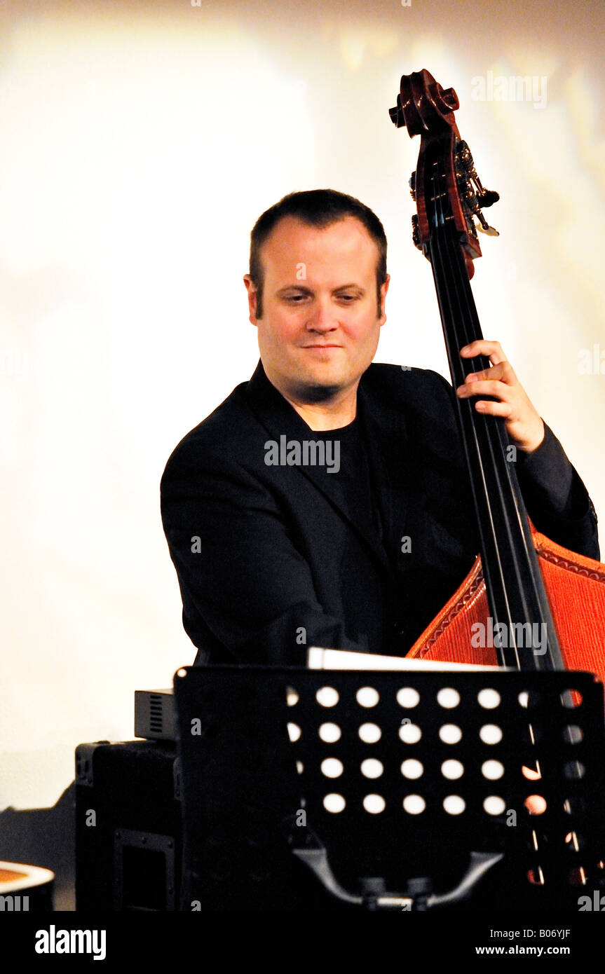 David Chamberlain playing bass at the Concorde Club in Southampton ...