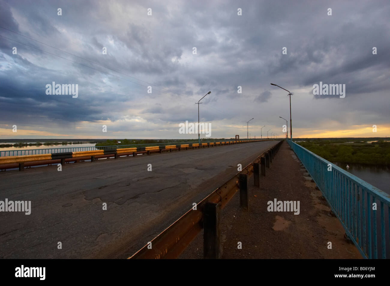 Old deserted and abandoned empty bridge lost somewhere in post-soviet ...
