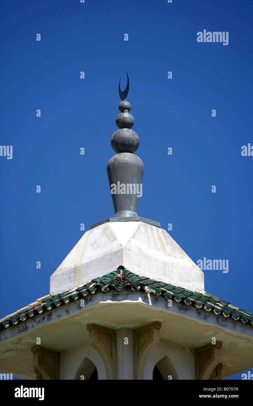 Minaret (or manara) of the Sohail La Unión Mosque in Fuengirola, Costa ...