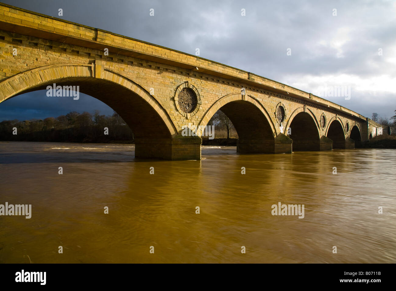 Scotland Scottish Borders Coldstream Smeatons seven arched bridge near ...