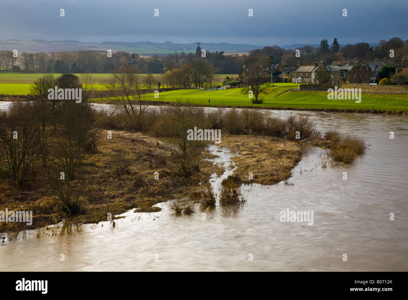 Scotland Scottish Borders Coldstream Looking across the River Tweed the ...
