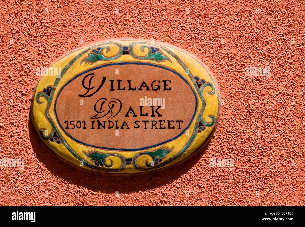 Colorful tile address plaque in Little Italy San Diego California Stock ...