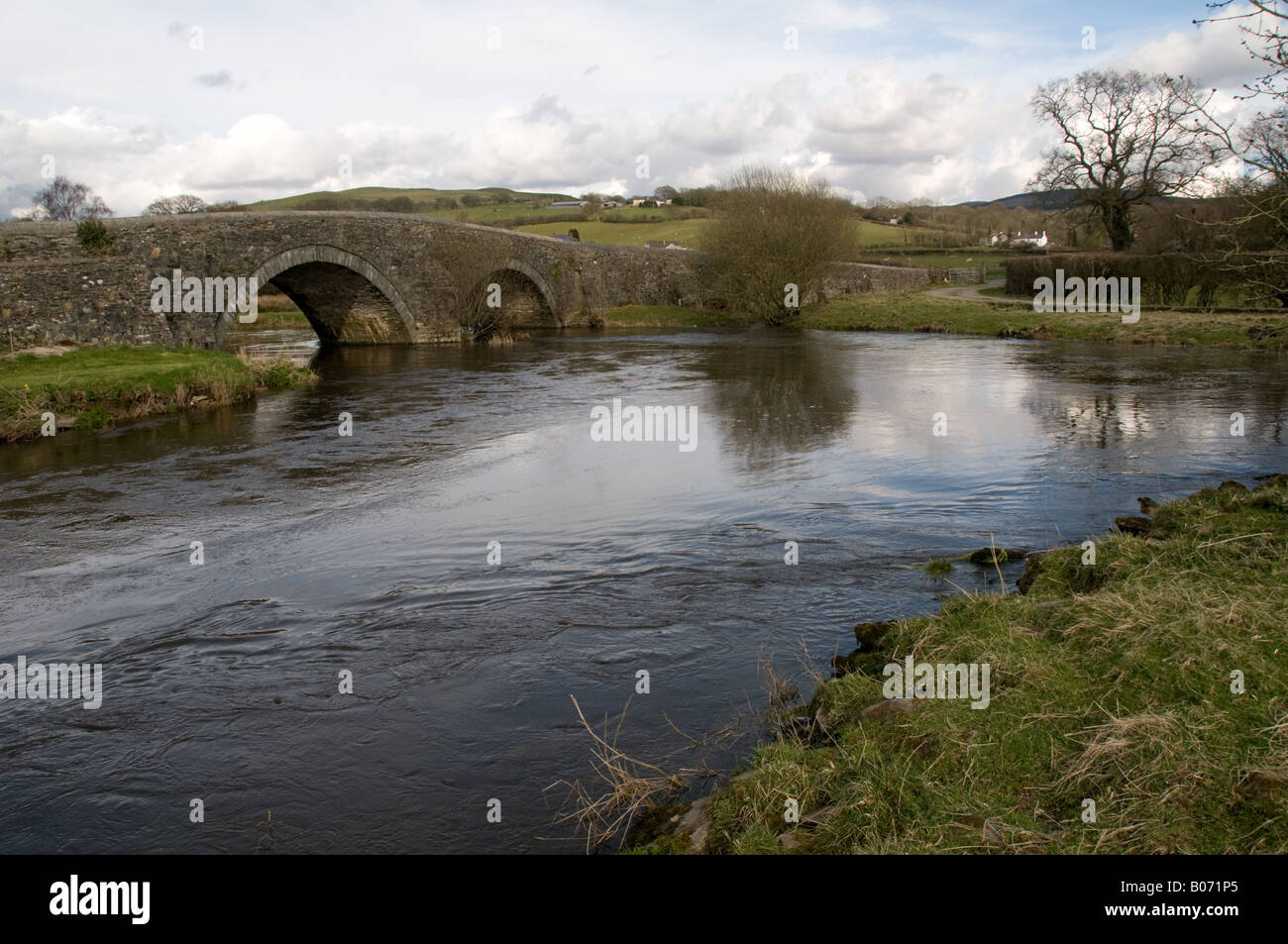 Bridge over the river Teifi at Llanfair Clydogau Ceredigion Mid wales ...