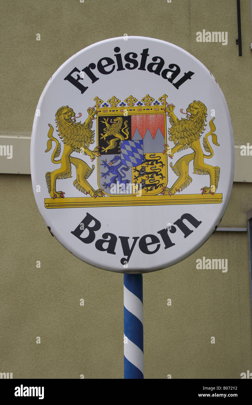 Bavarian border sign, Germany, Europe. Photo by Willy Matheisl Stock ...