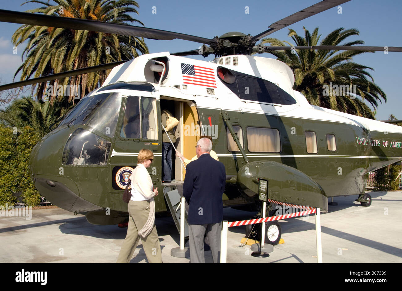 Visitors board the Presidential Helicopter at the Richard Nixon ...