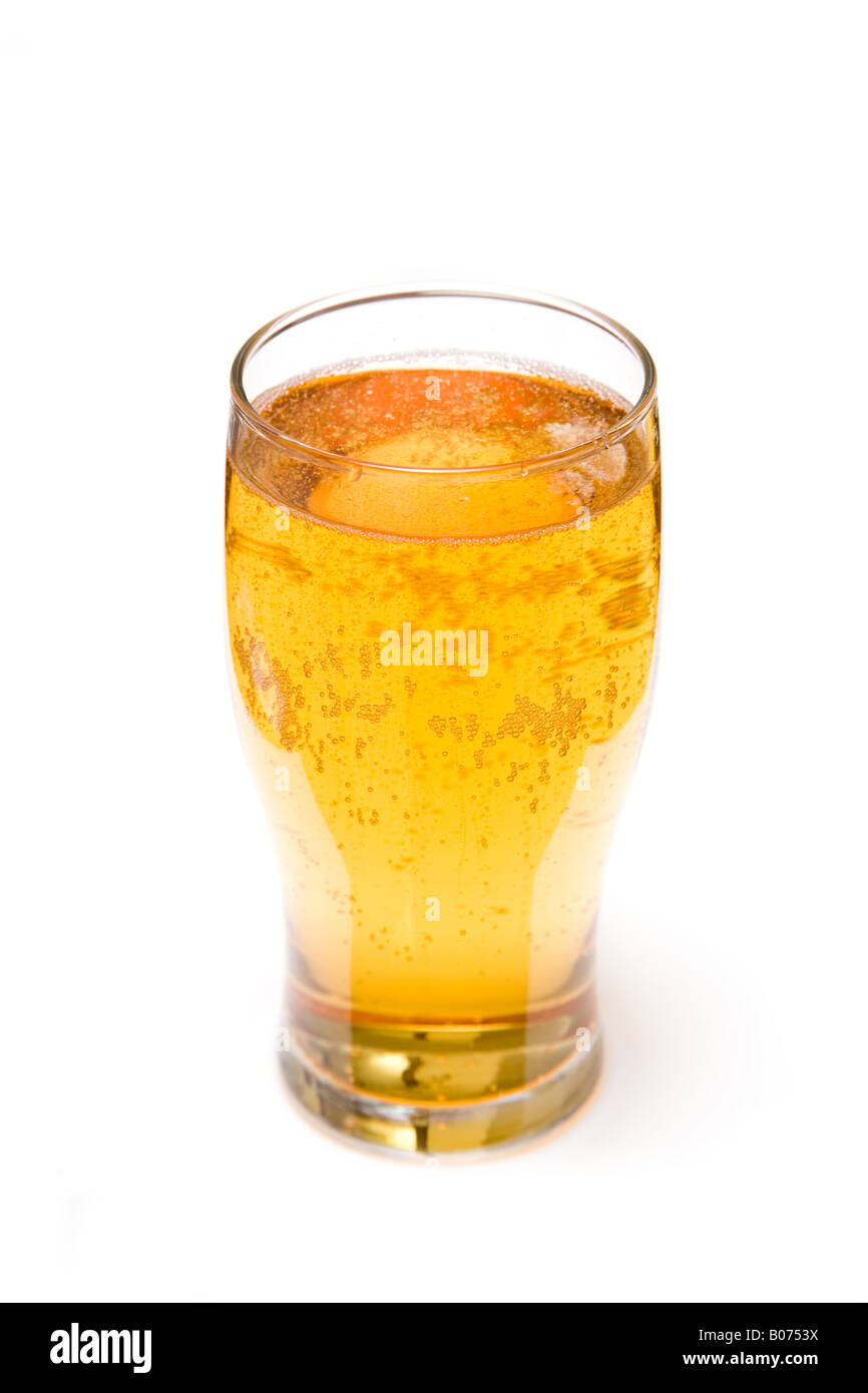 Pint of cider isolated on a white studio background Stock Photo - Alamy
