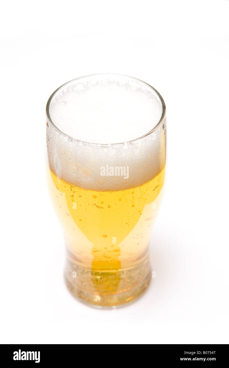 Pint of lager isolated on a white studio background Stock Photo - Alamy
