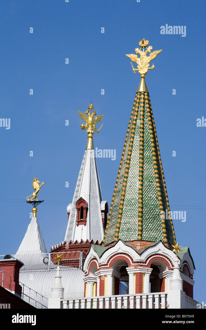 Spires atop Resurrection (or Iberia) Gate at west end of Red Square ...