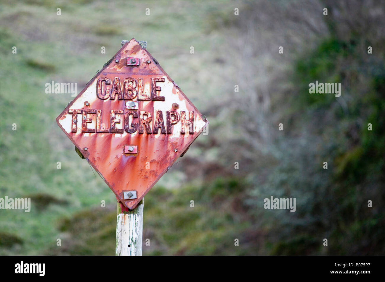A cable telegraph sign showing where the telegraph cable goes under the ...