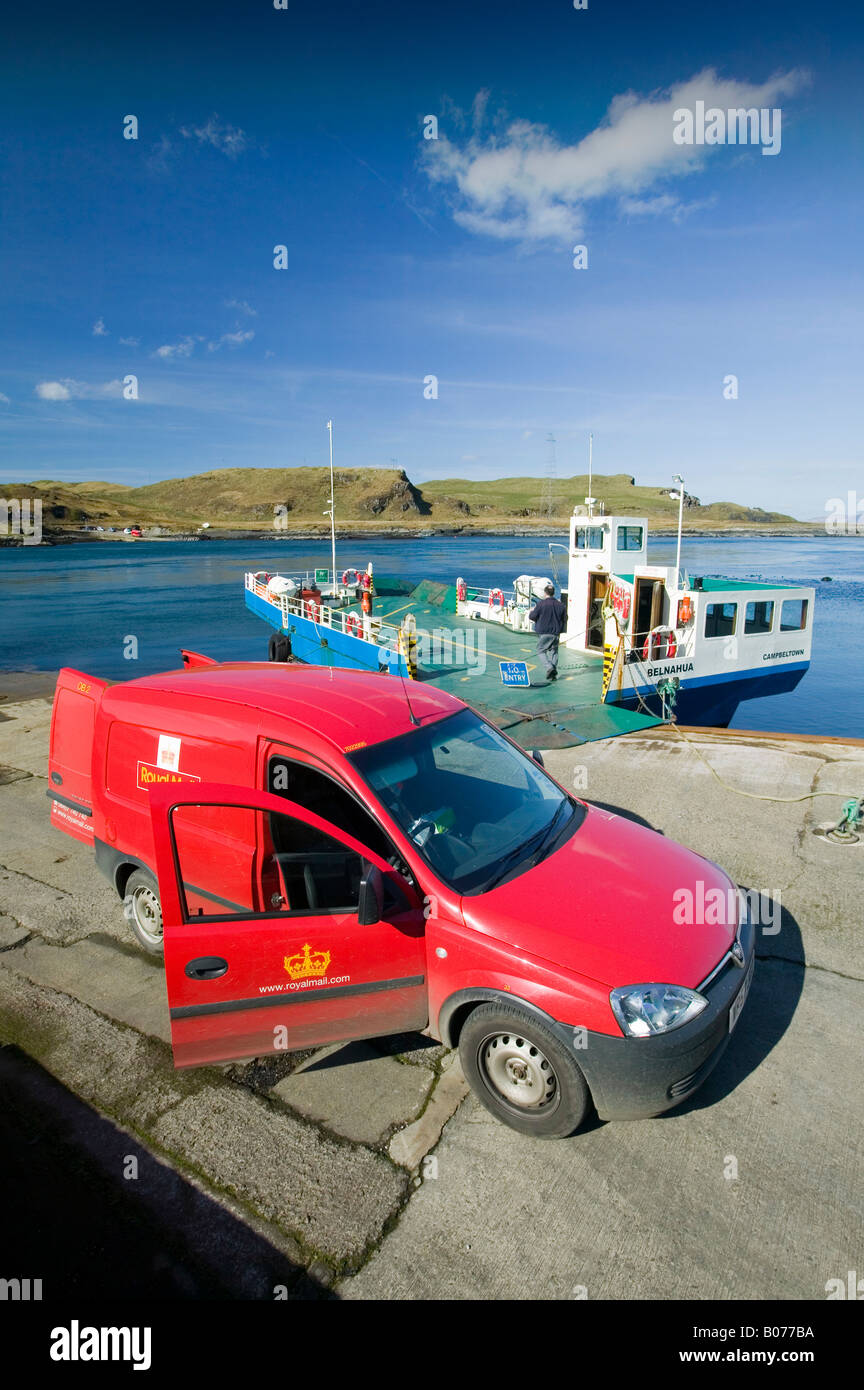 The postman loading the post onto the ferry at Cuan from Seil Island to ...