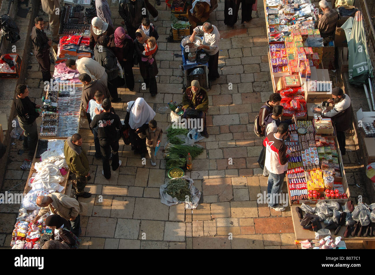 View looking down from Damascus gate also called Nablus gate along main ...