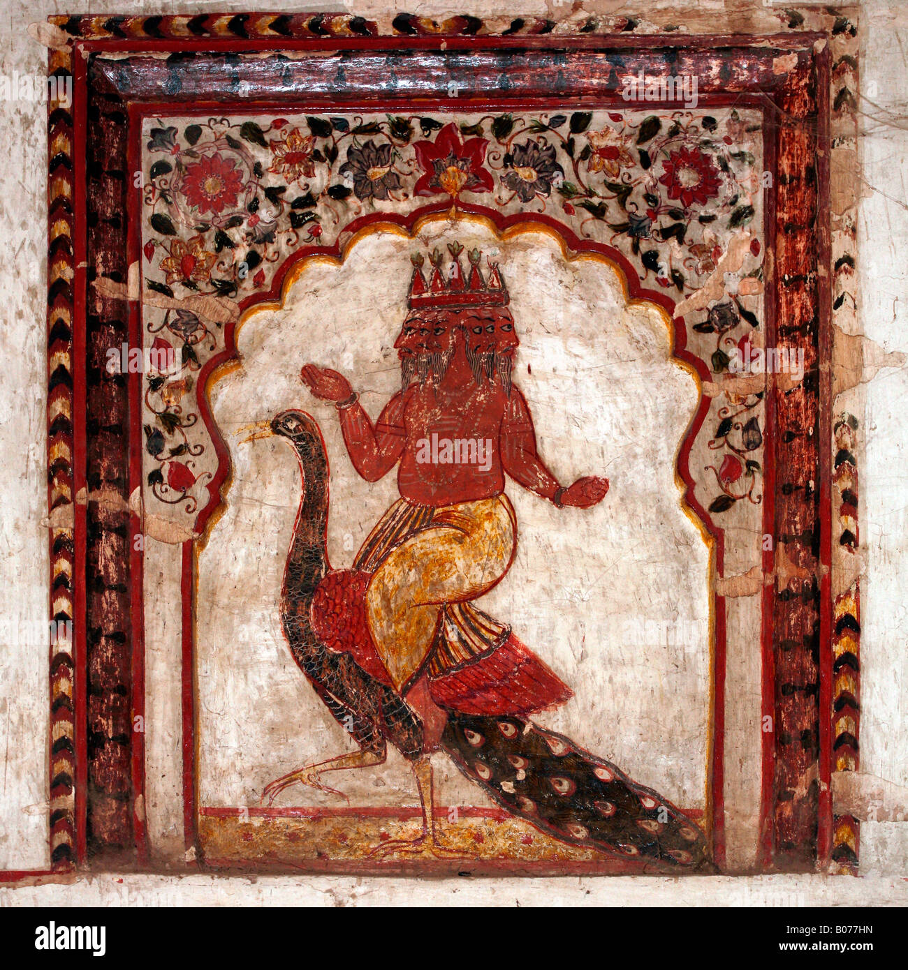 Orchha: Raj Mahal Palace: Old Wall and Ceiling Paintings Stock Photo ...