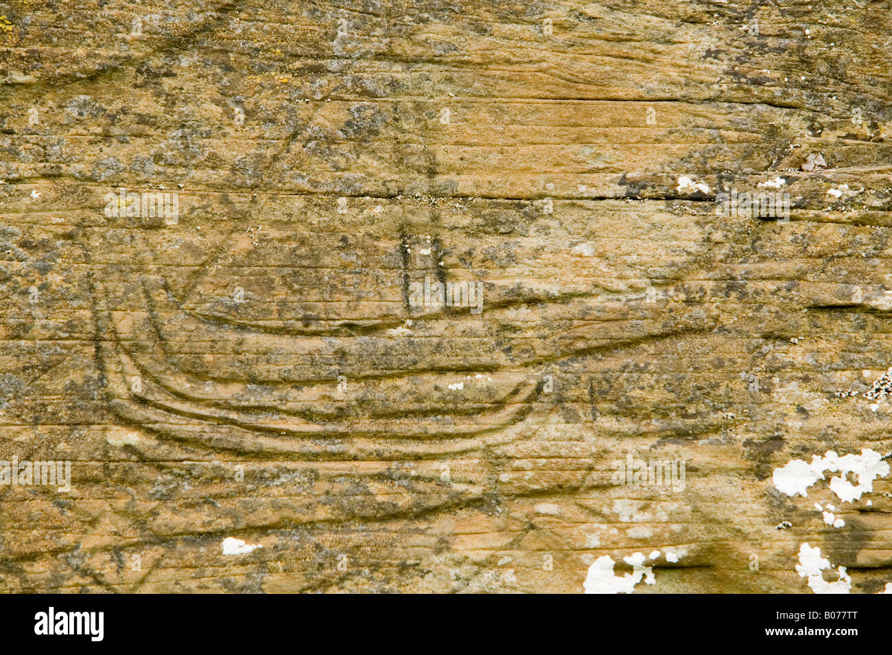 An ancient carved outline of a Birlinn and ship introduced by the norse ...