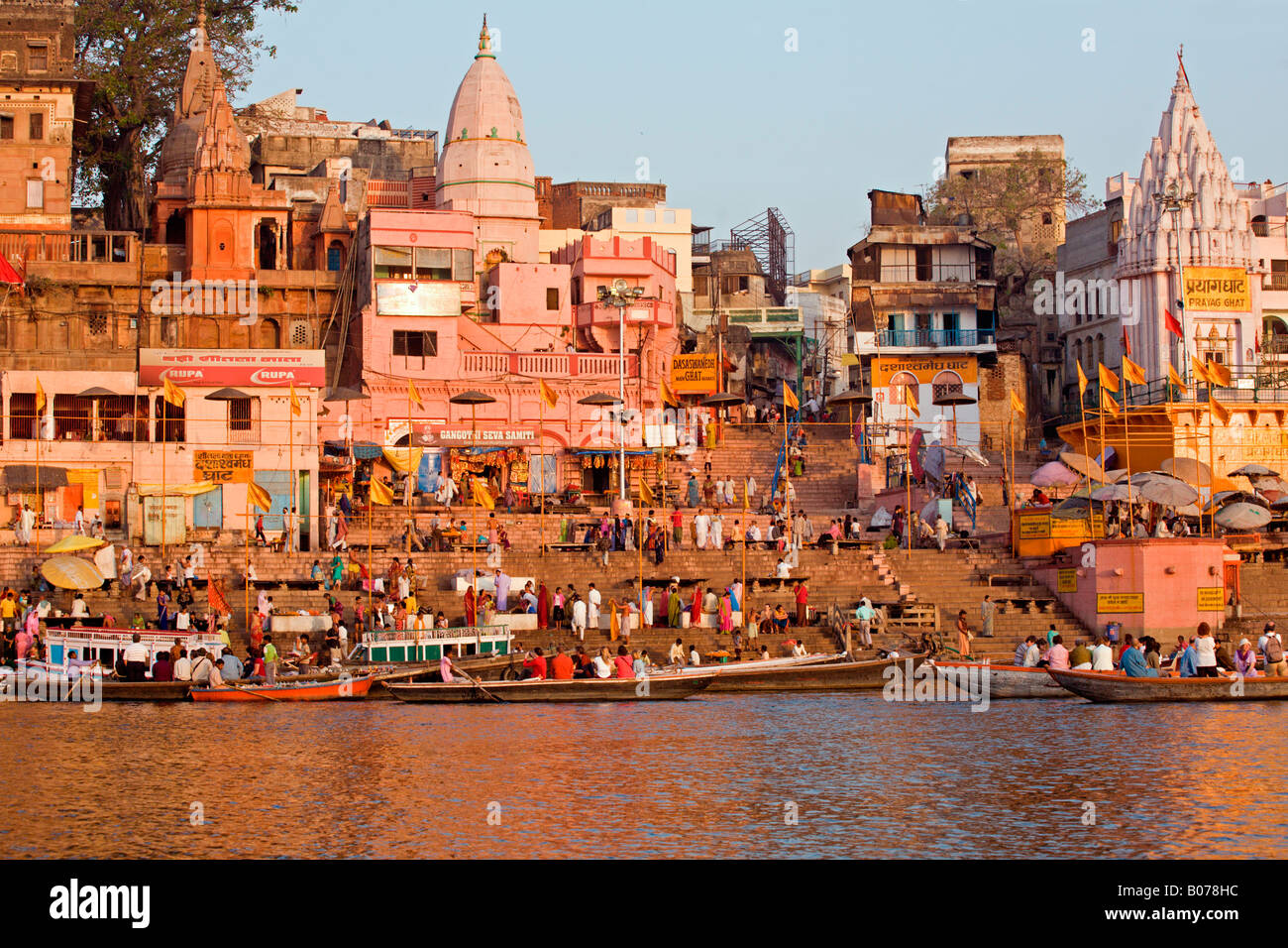 River ganges: Ghats and Boats Stock Photo - Alamy