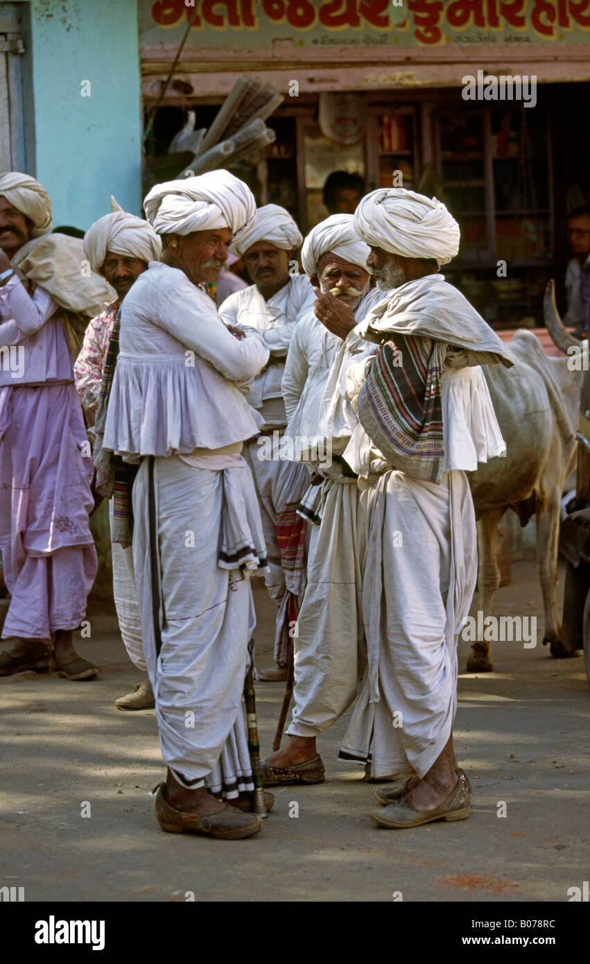 India Gujerat Rann of Kutch Anjar Rabari men in traditional costume ...