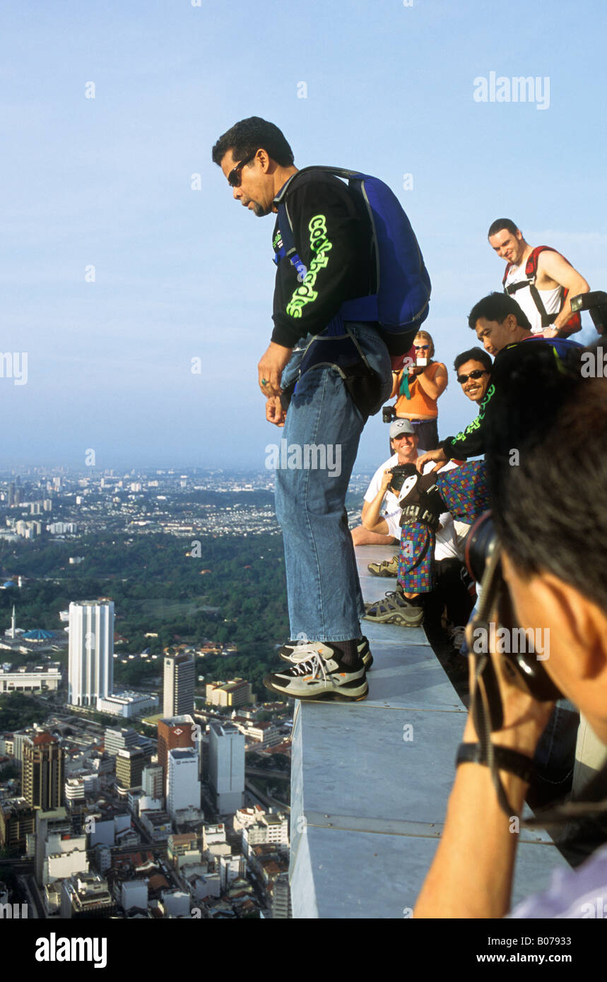 Man Preparing For Base Jump Menara KL International Tower Jump Kuala ...