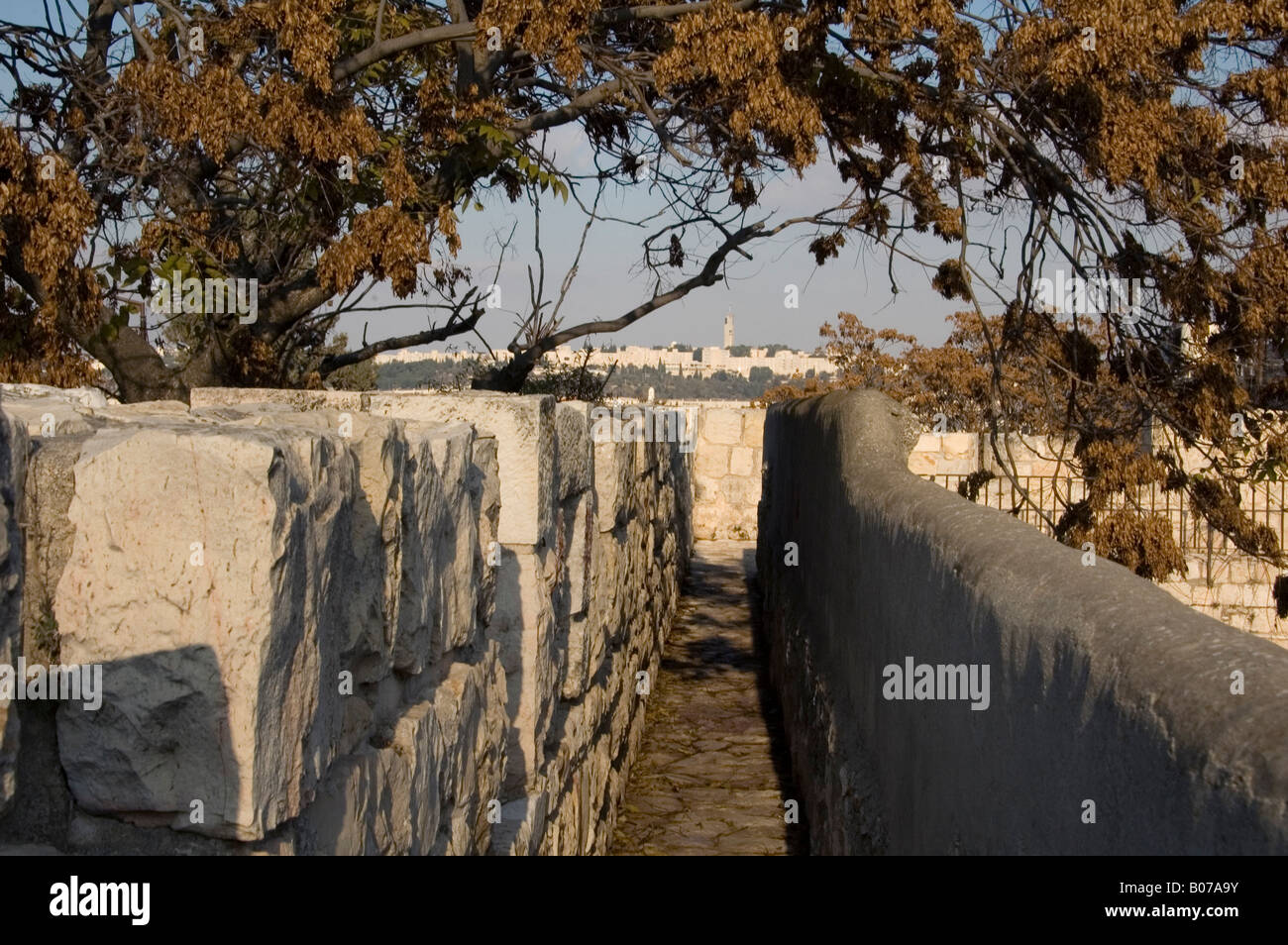 View of the upper sentry path of the Ottoman wall surrounding the ...