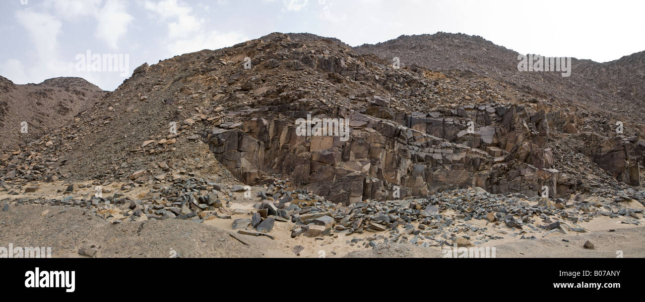 Panorama of one of the quarry sites in Wadi Hammamat, Eastern desert ...