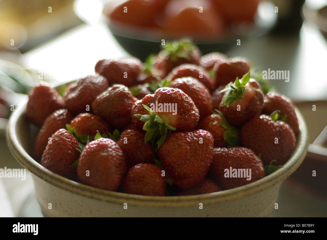 A bowl of strawberries Stock Photo - Alamy