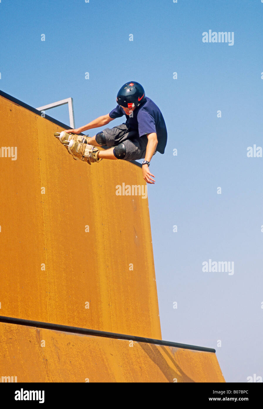 Teen Inline Skating In Skate Park Taichung Taiwan Closeup Low Angle ...