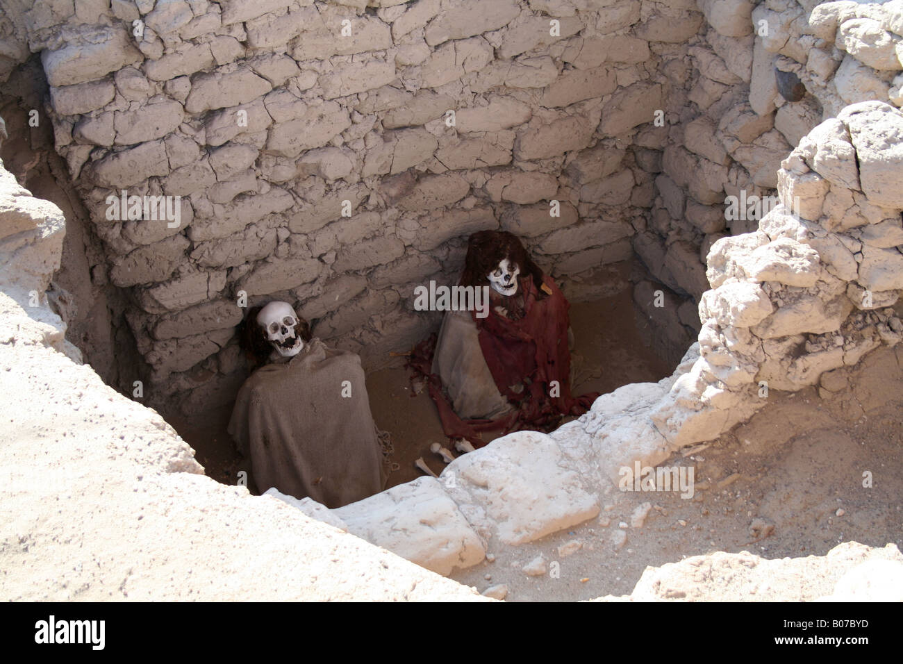 Nazca mummies in burial chamber Peru Stock Photo - Alamy