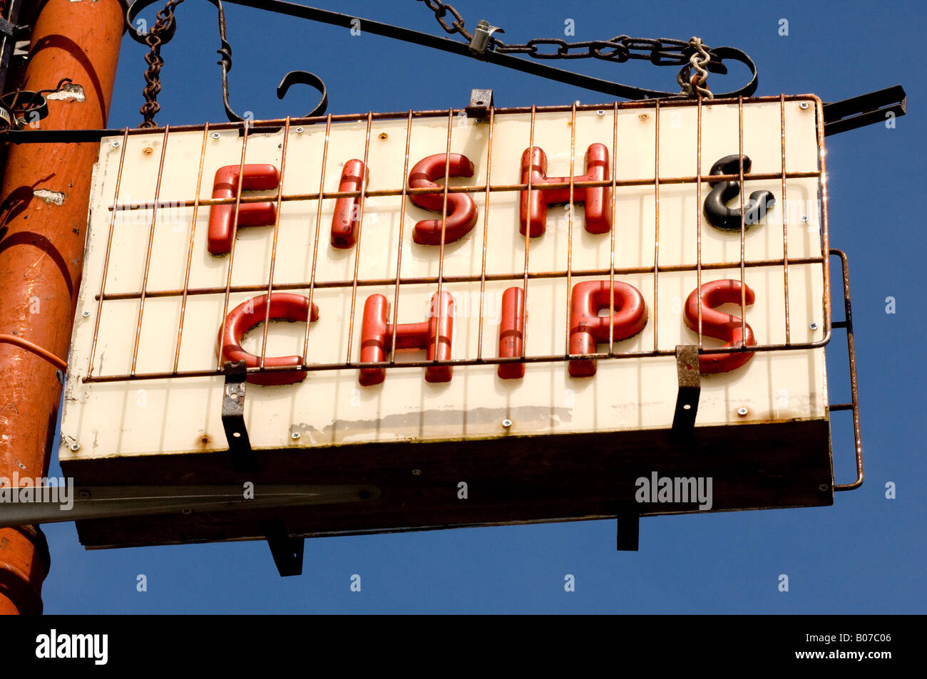 vintage Fish and Chips sign Stock Photo - Alamy