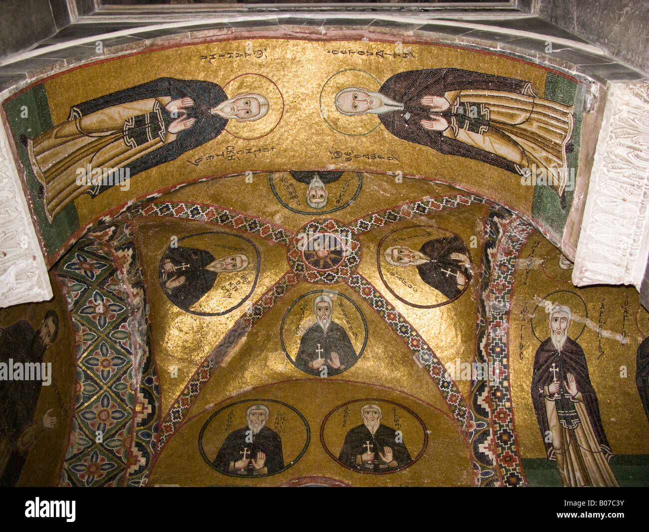 mosaics of saints, Katholikon church, Hosios Loukas monastery Greece ...