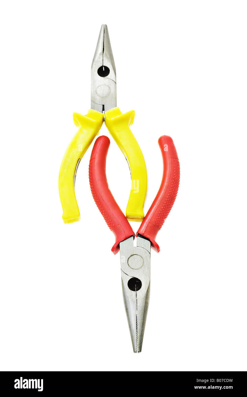 Colorful pliers arranged on white background Stock Photo - Alamy