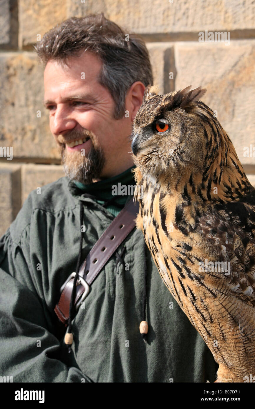 falconer with eagle owl, bubo bubo, Uhu, Germany Stock Photo - Alamy