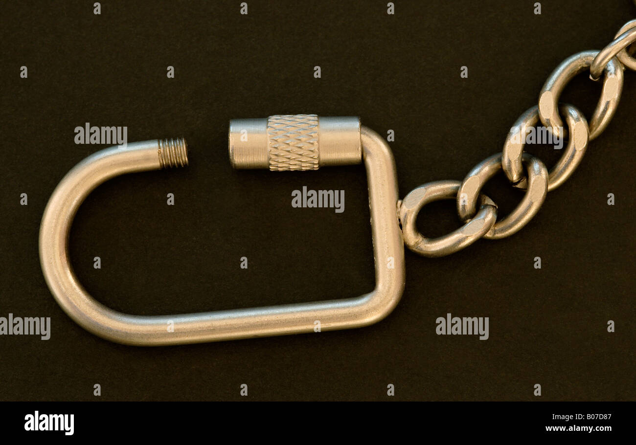 Silver keyring and chain close up Stock Photo - Alamy