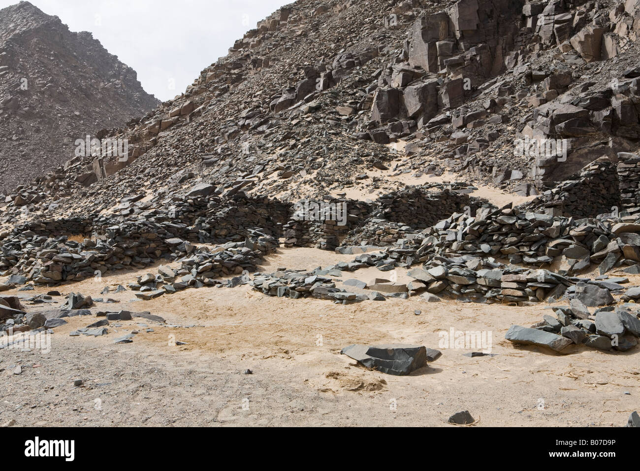 Ancient quarry workers huts at Wadi Hammamat, Eastern Desert, Egypt ...