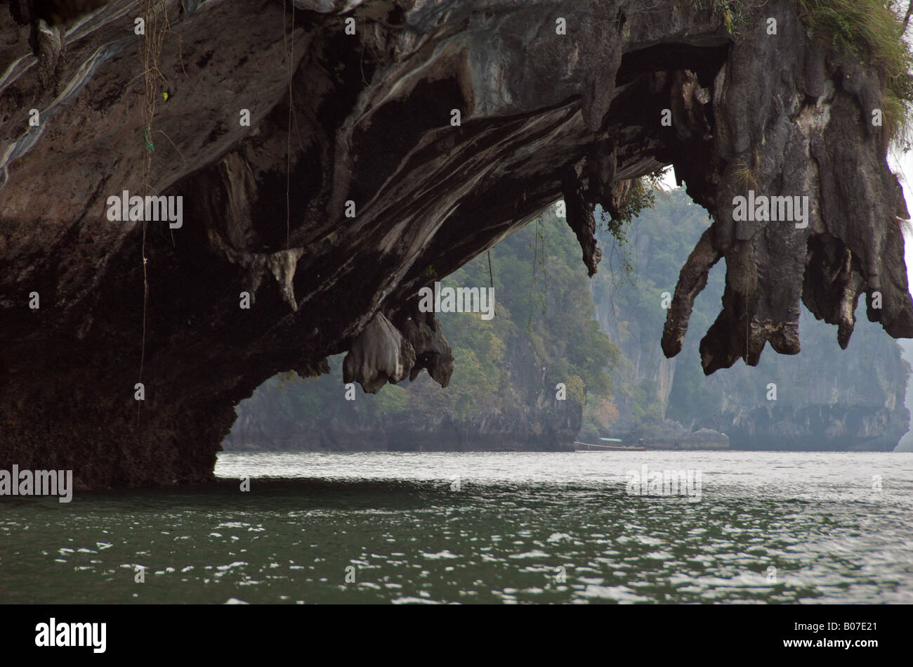 Rock overhang limestone formation Talabeng Island Ko Lanta Thailand ...