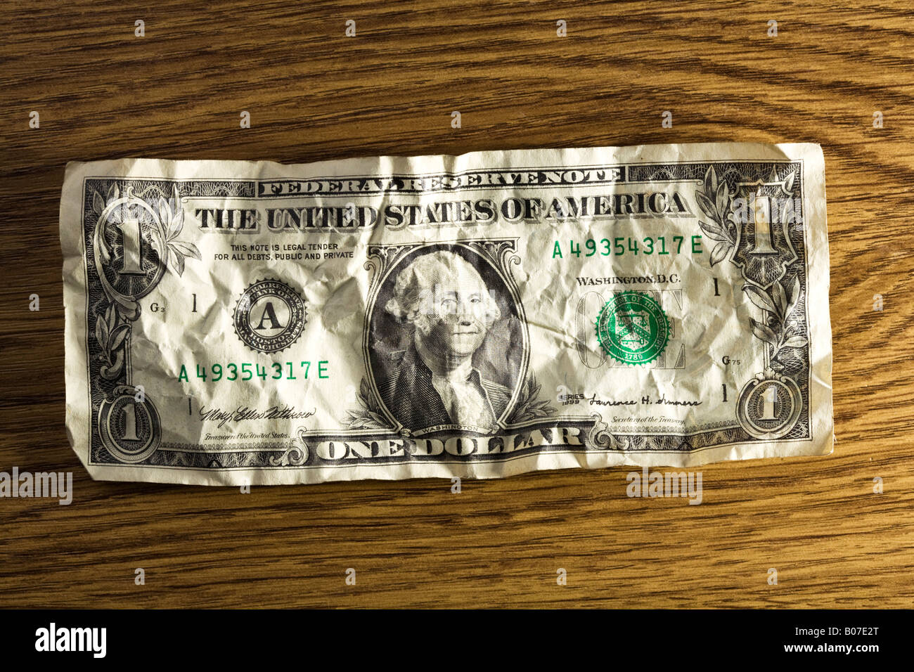 Wrinkled dollar bill Stock Photo - Alamy