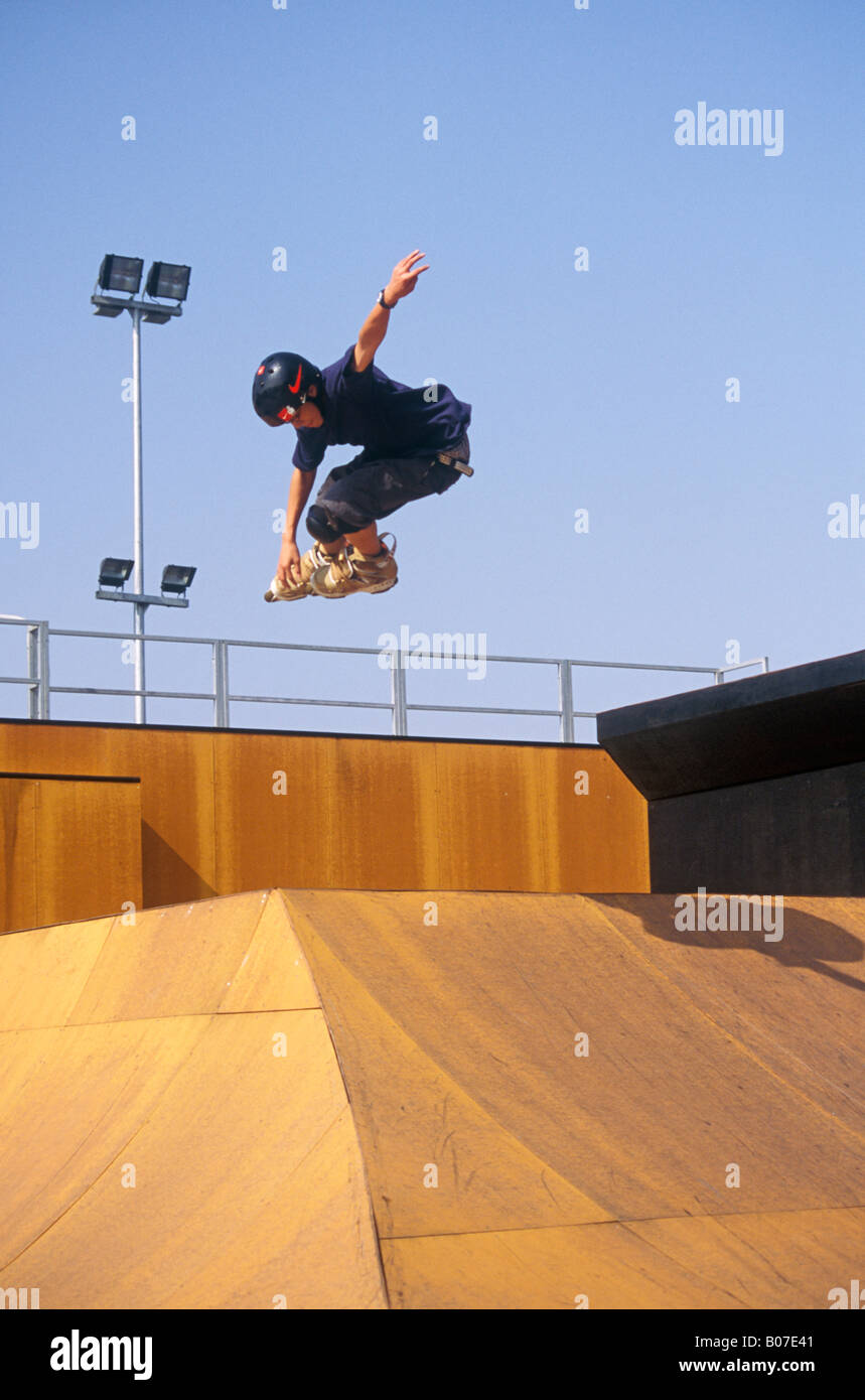 Teenager Inline Skating In Skate Park Taichung Taiwan Stock Photo - Alamy