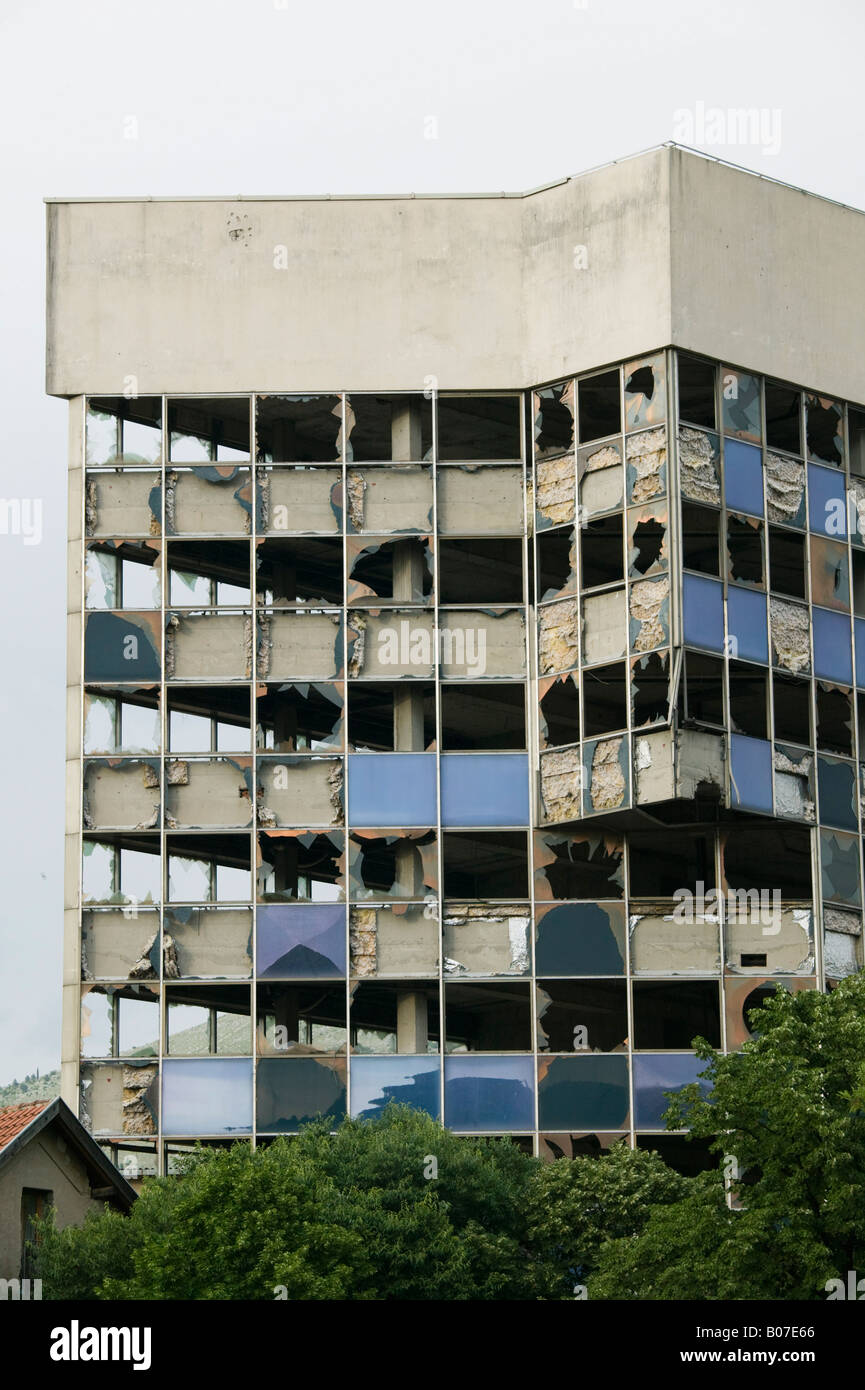 Bosnia and Herzegovina, Mostar, War Damaged Building on King Zvonimir ...