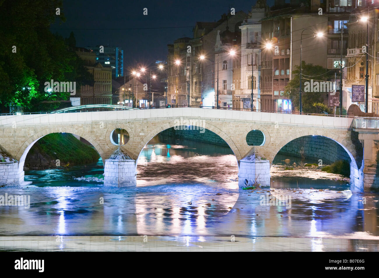 Bosnia and Herzegovina, Sarajevo, Latin Bridge over the Miljacka River ...