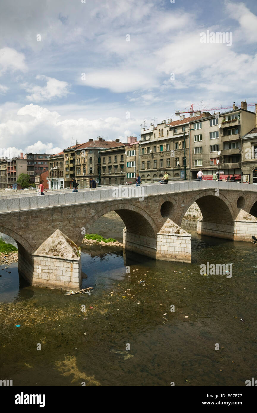 Bosnia and Herzegovina, Sarajevo, Latin Bridge over the Miljacka River ...