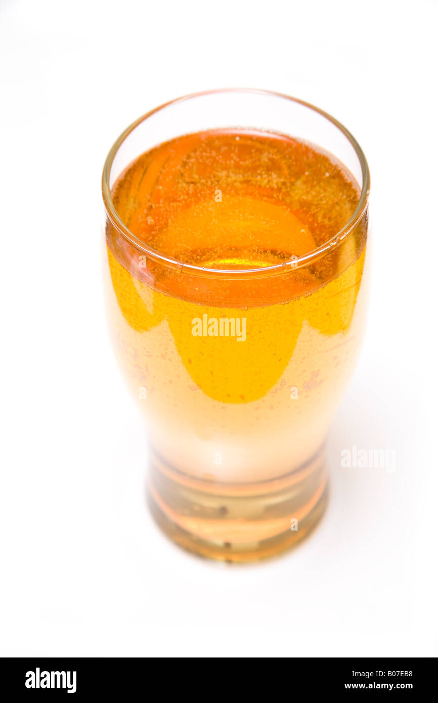 Pint of cider isolated on a white studio background Stock Photo - Alamy