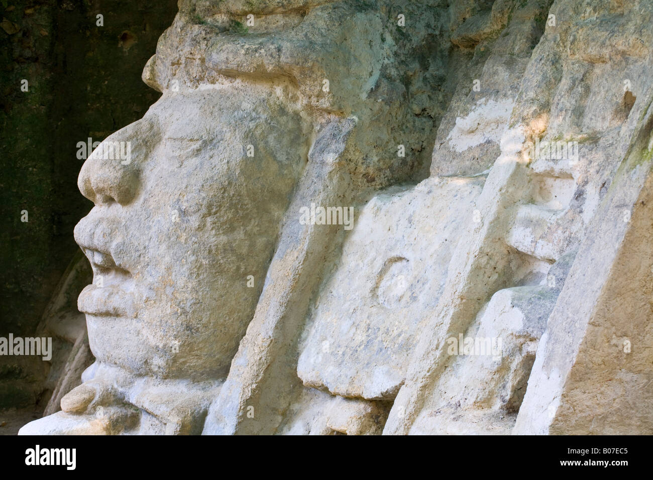 Belize, Lamanai, Mask Temple (Structure N9-56), 13ft mask of a man in a ...
