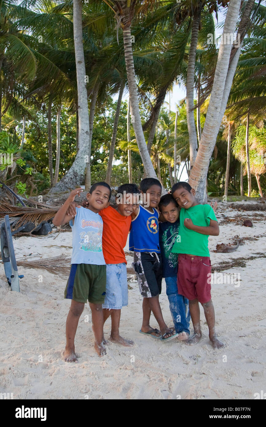 Local Children, Laura Beach, Majuro Atoll, Marshall Islands Stock Photo ...