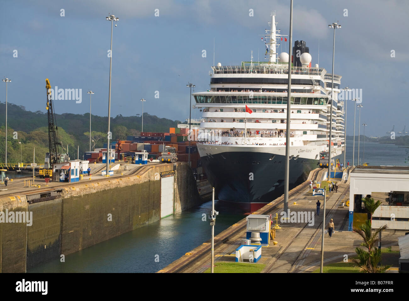 Panama, Panama Canal, Queen Victoria cruise ship on its maiden World ...