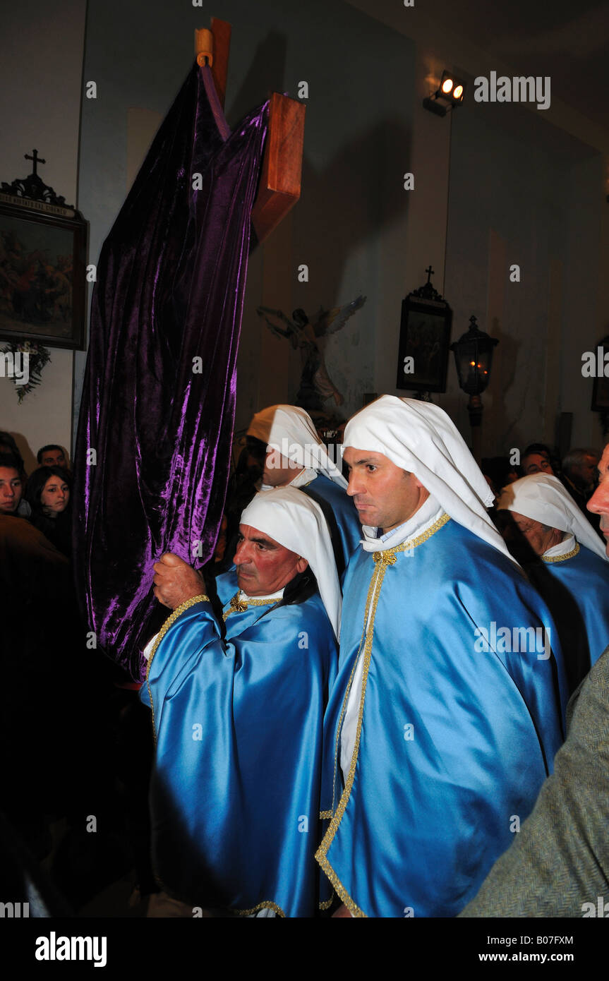 Carrying the covered Statue of Christ, Good Friday, Pietraperzia ...