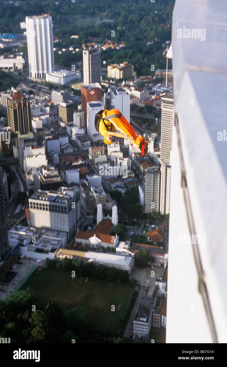 Base Jumper Jumping Off Menara KL International Tower Jump Kuala Lumpur ...
